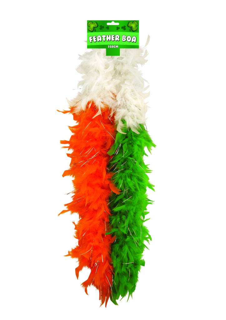 Irish Tricolour Feather Boa With Tinsel (150cm) - Bargain Online Ltd